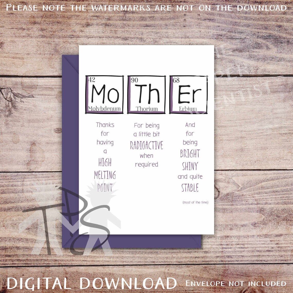 Printable Mother's Day Card Greetings Card Periodic Table for Her ...