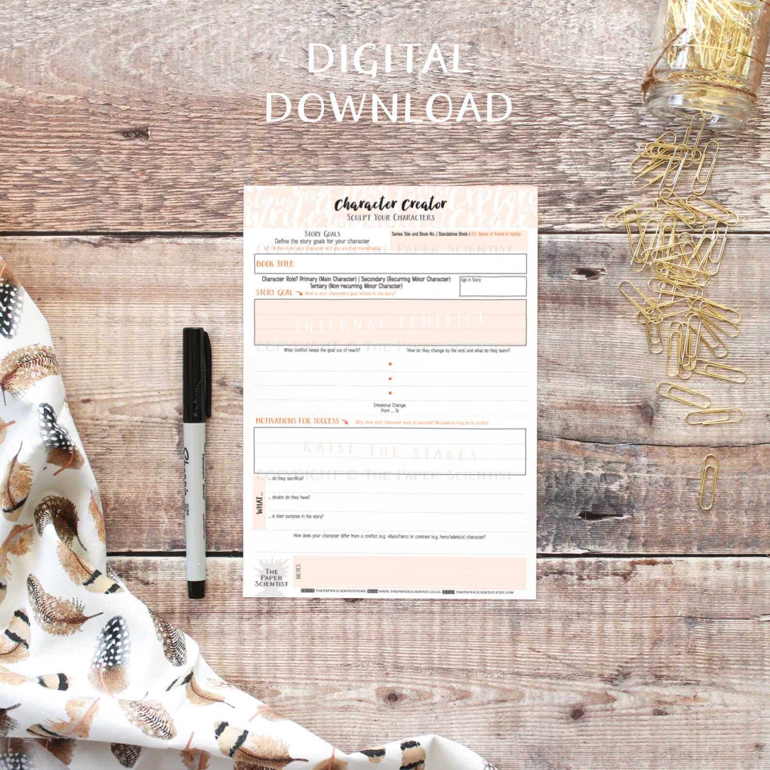 Printable Character Creator for Writers Downloadable - Etsy