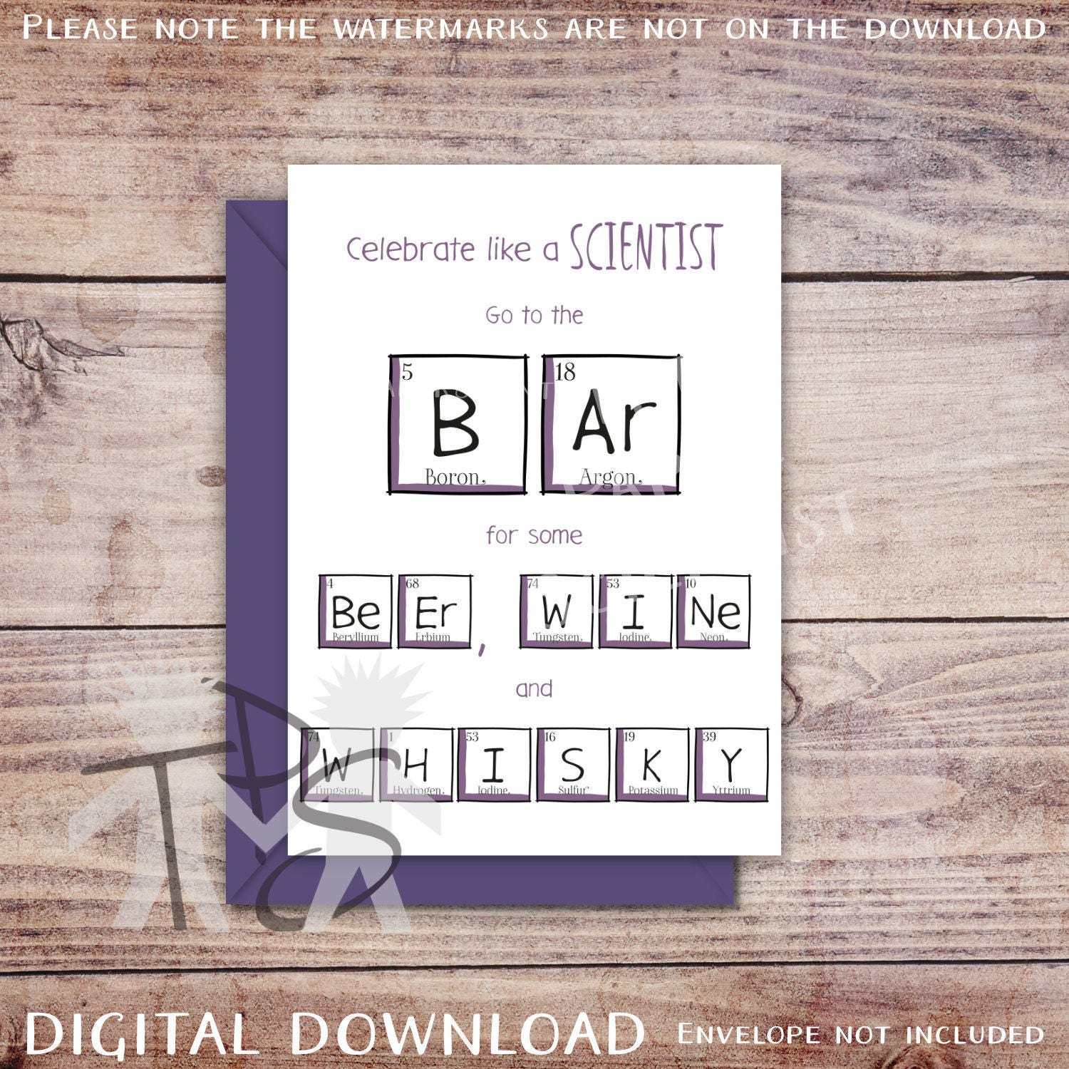 Printable Celebration Card Greetings Card Periodic Table - Etsy