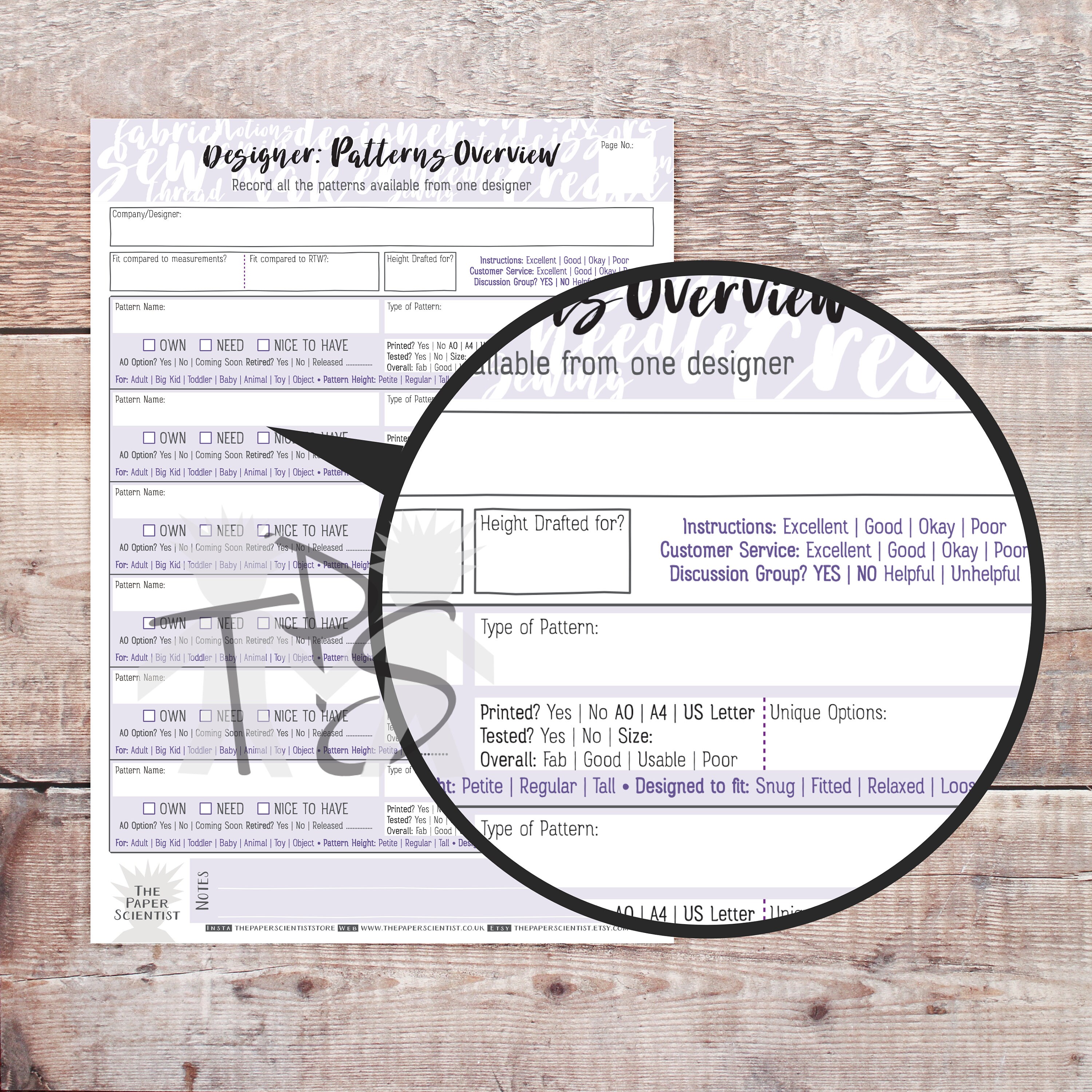 Pattern Designer Overview Details Worksheets for Sewing | Seamstress ...