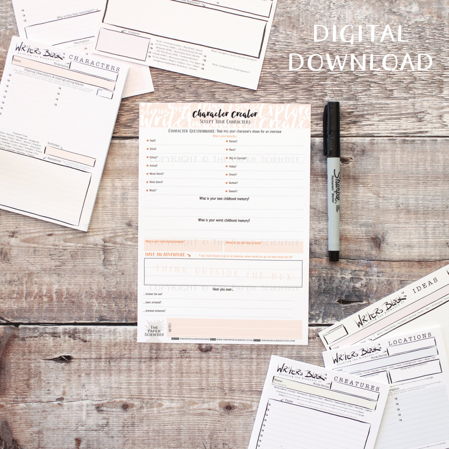 Printable Character Creator for Writers Downloadable | Etsy