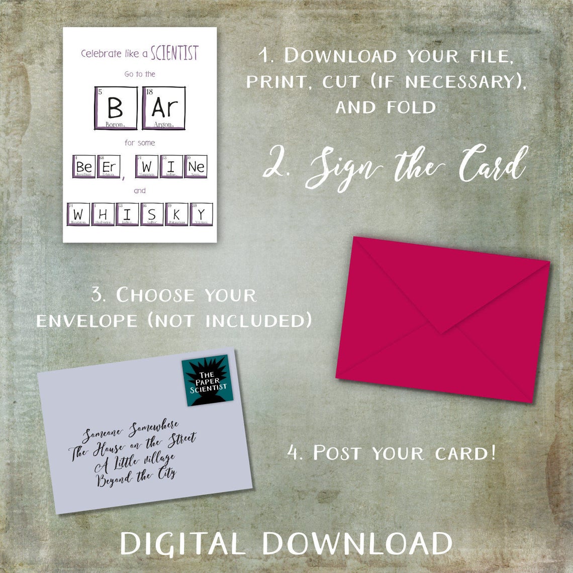 Printable Celebration Card Greetings Card Periodic Table - Etsy