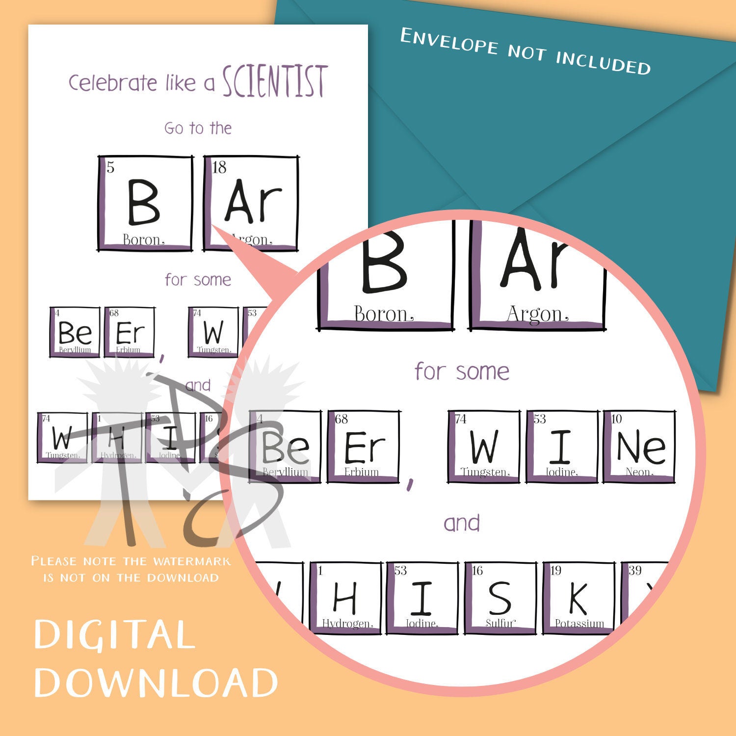 Printable Celebration Card Greetings Card Periodic Table - Etsy