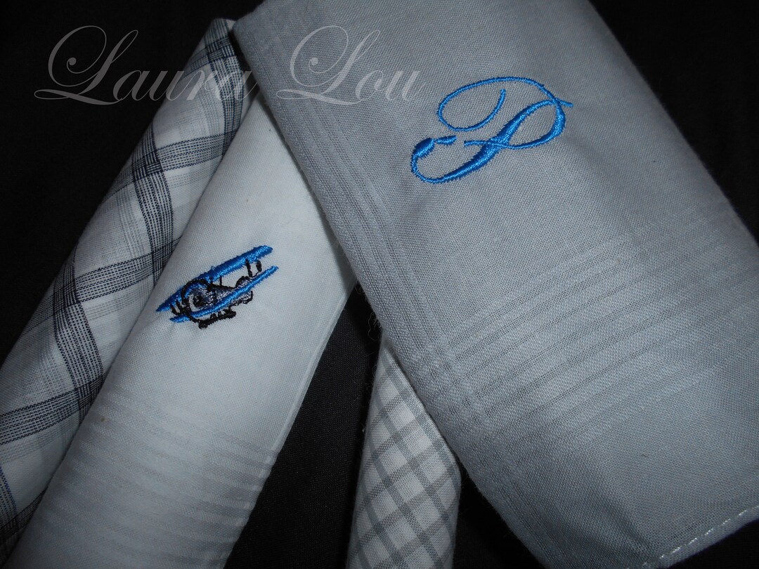 Embroidered Name or Monogram Embroidered Handkerchief - 100% Cotton ...