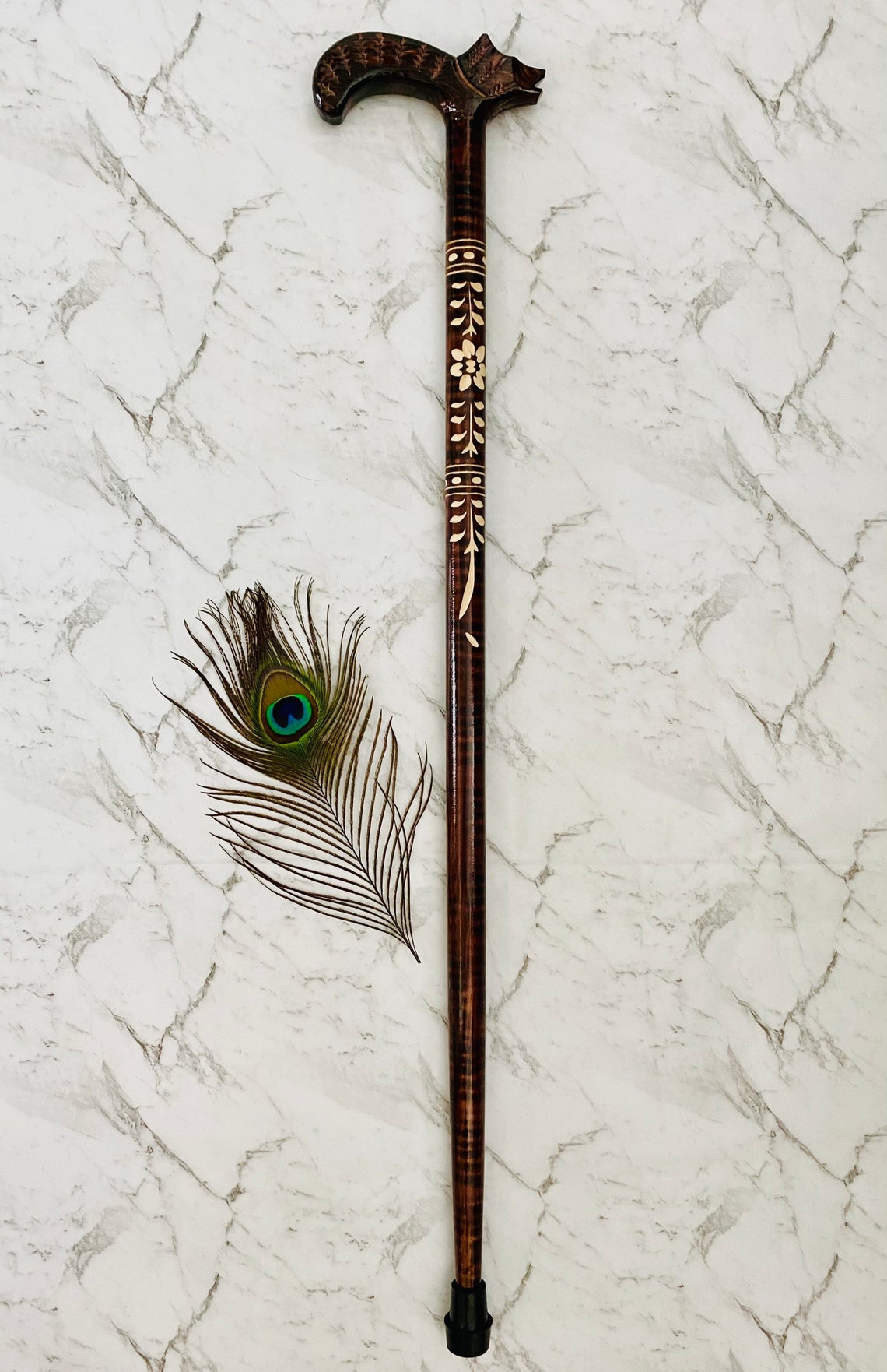 Wolf Walking Cane Wooden Cane With Lupus Handle Collectible | Etsy