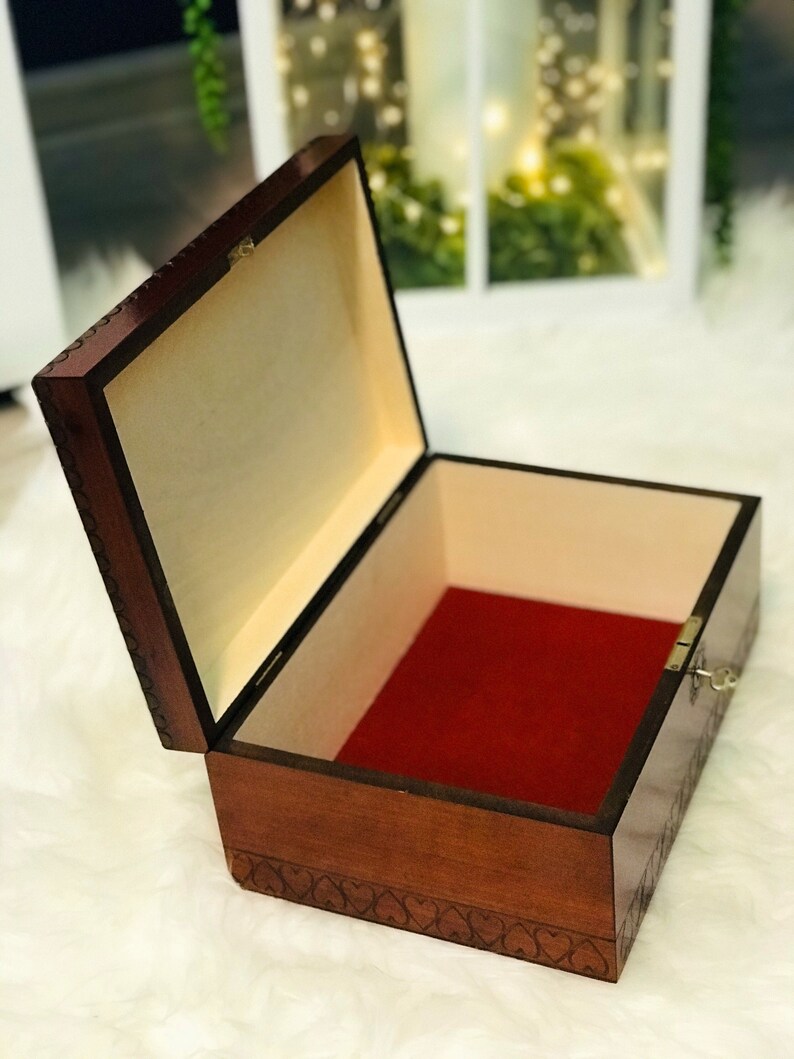 Heart Wooden Jewelry Box Brown Wood Box Wooden Box Jewelry | Etsy