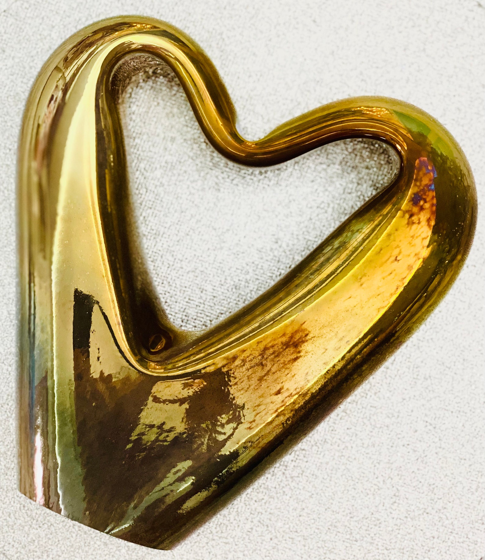 Big Crystal Gold Glass Heart Sculpture Golden Heart Glass - Etsy