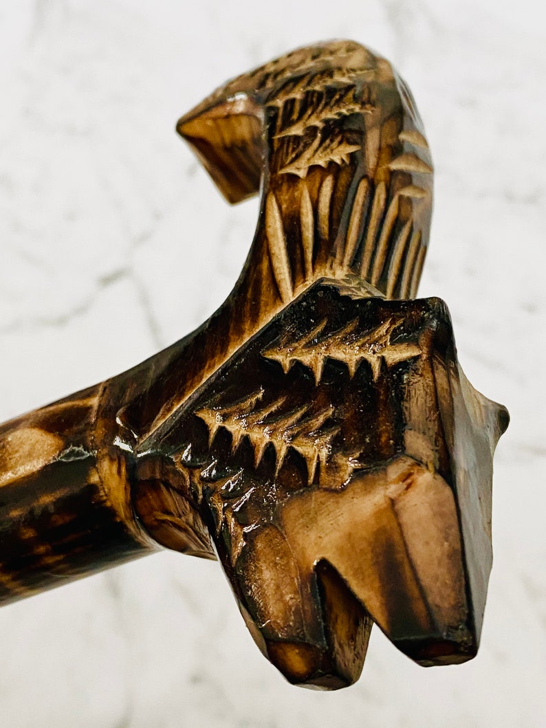 WOLF walking stick wooden bright walking cane with wolf | Etsy