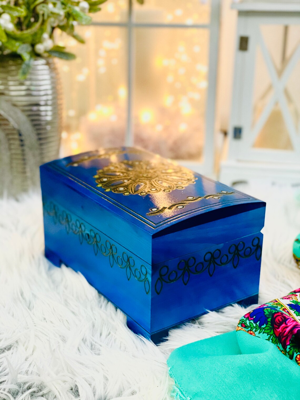 Wooden Jewelry Box Dark Blue Watch Box Navy Casket for - Etsy