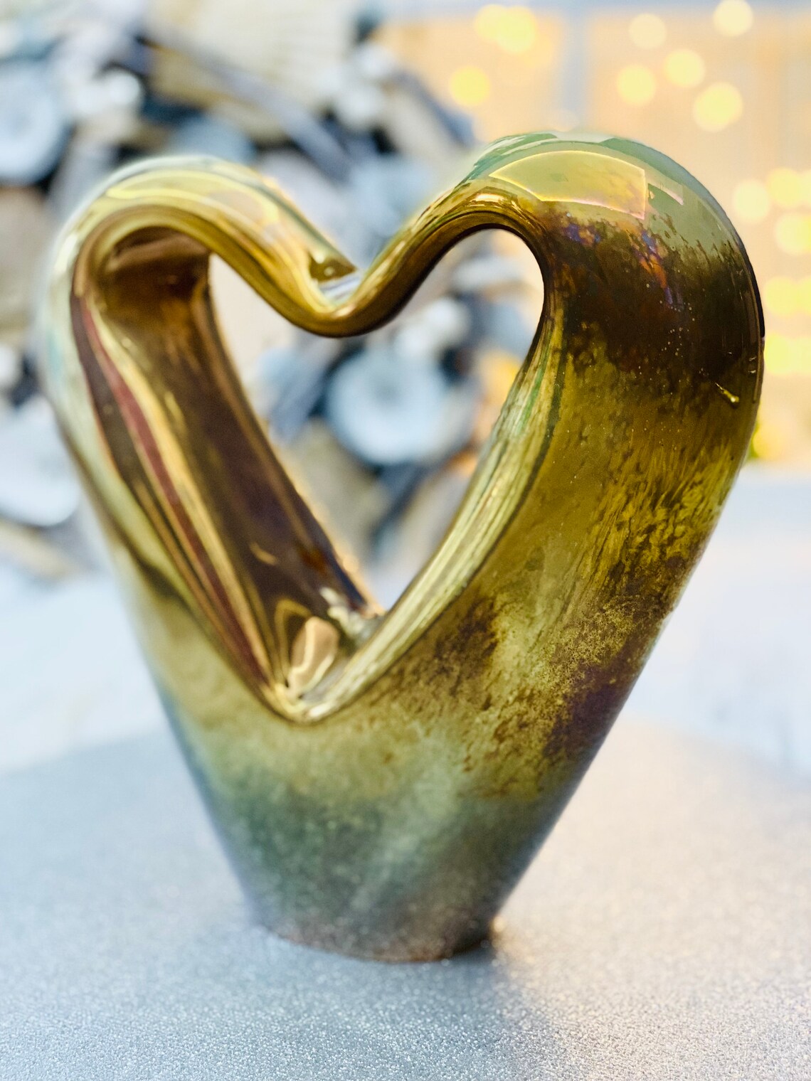 Big Crystal Gold Glass Heart Sculpture Golden Heart Glass - Etsy