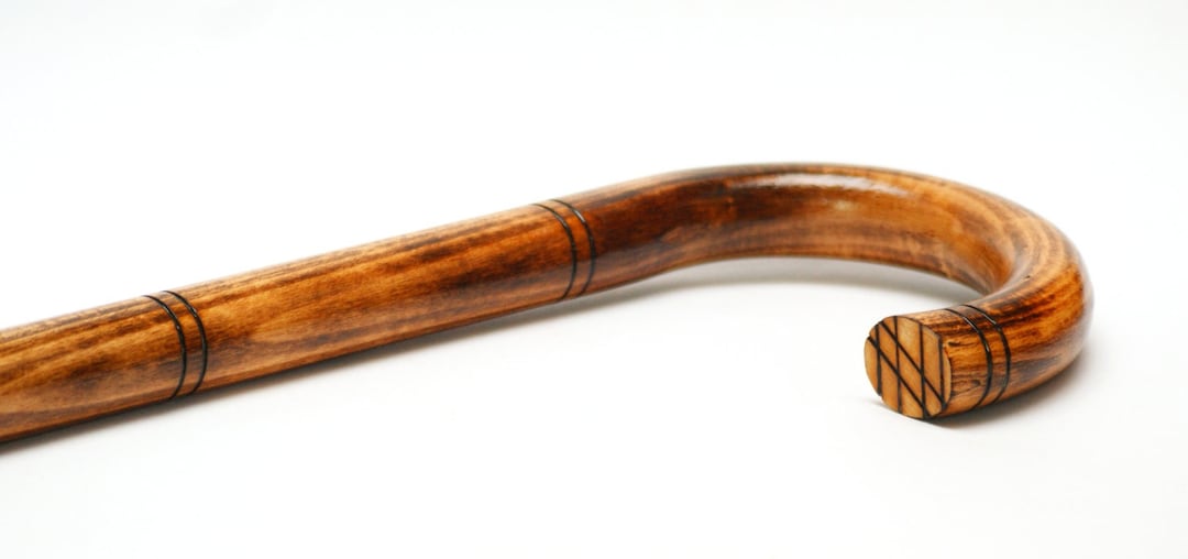 Wooden Classic Cane, Bent Elegant Walking Stick, Natural Fired Wood ...