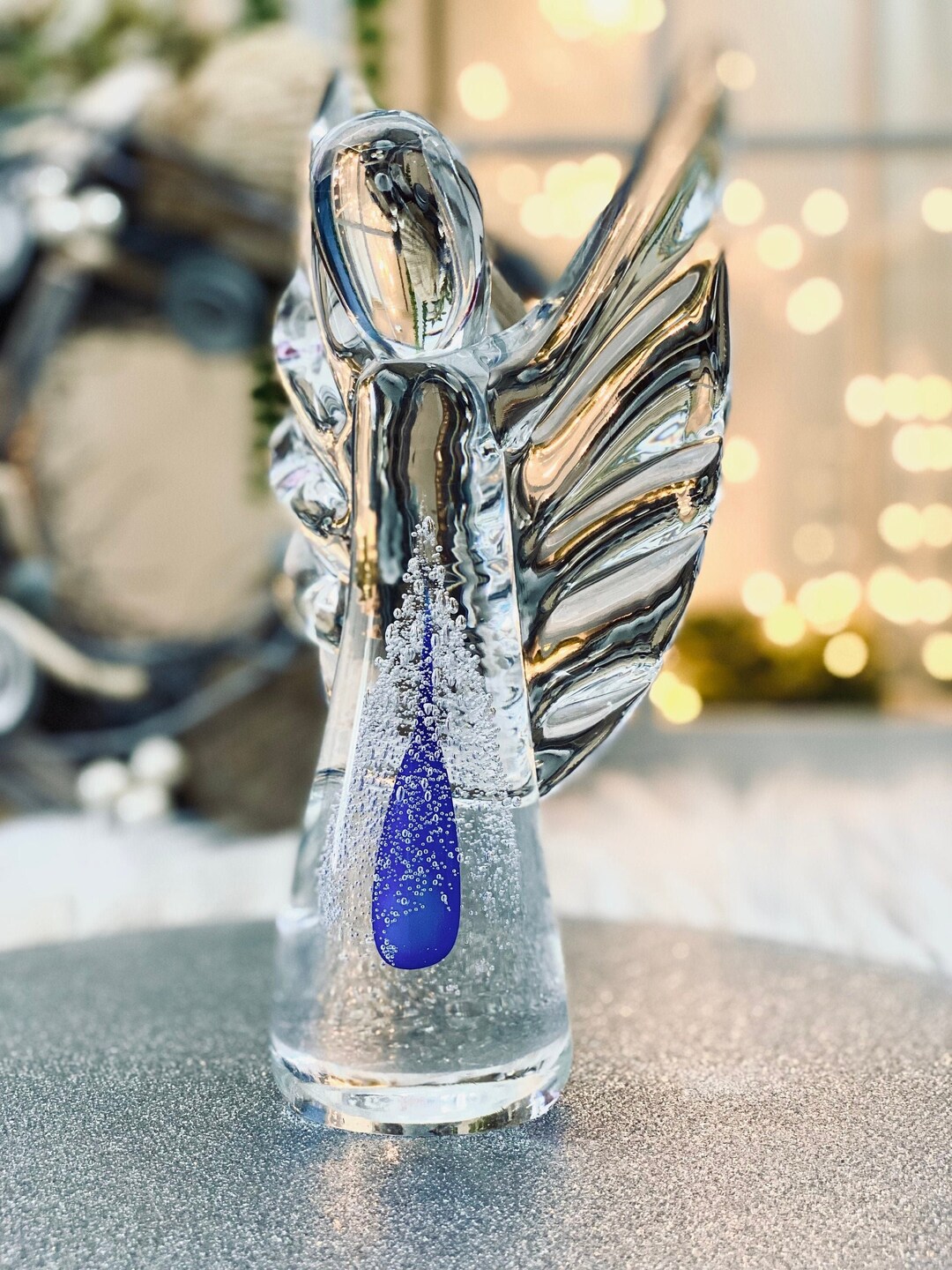 Crystal Boy Angel Sculpture, Glass Angel Figurine, Glass Angel With ...