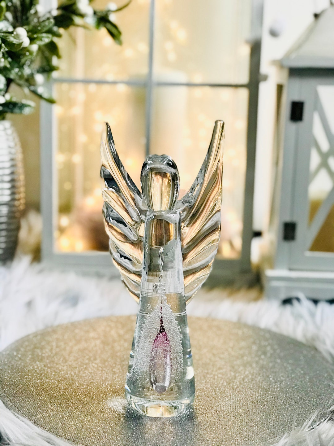 Crystal Girl Angel Sculpture, Glass Angel Figurine, Glass Angel With ...