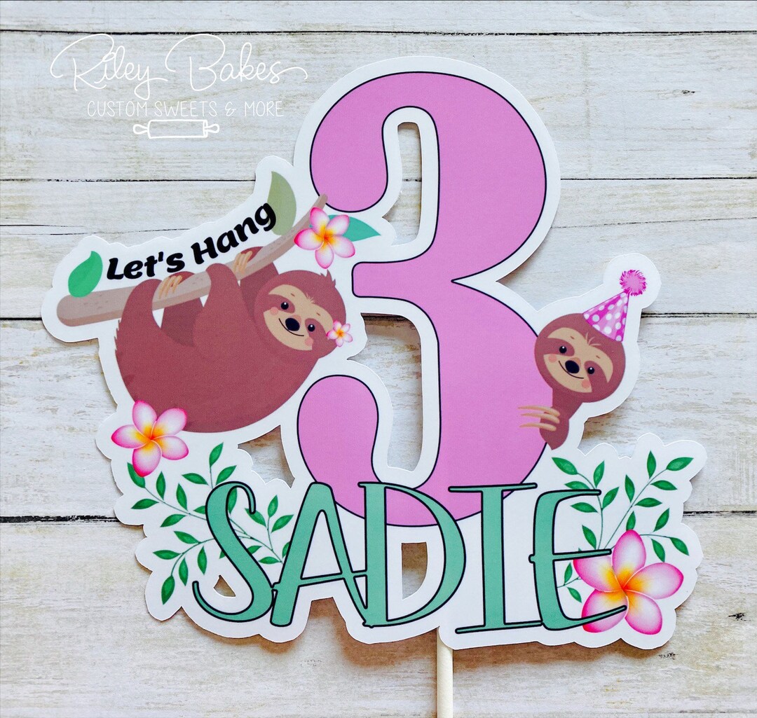 Sloth Cake Topper, Sloth Birthday Girl - Etsy