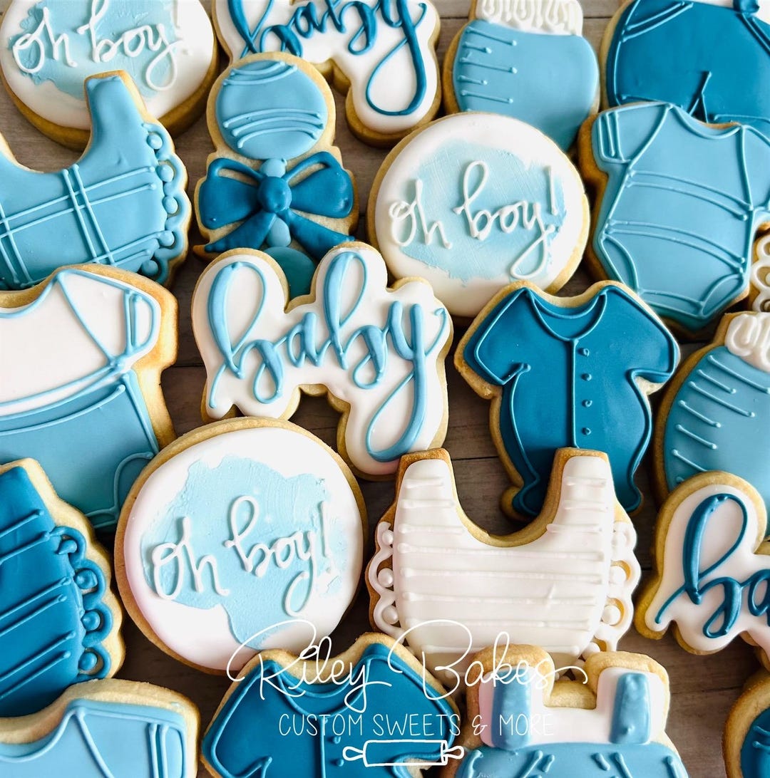 Baby Boy Shower Cookies: Assorted Theme, Custom Tags Available - Etsy