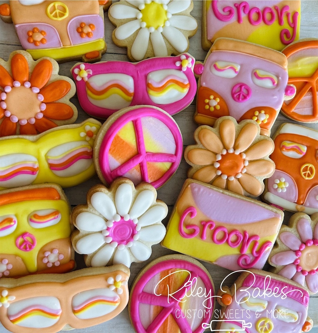 Groovy Birthday Theme Cookies, Groovy Cookies - Etsy