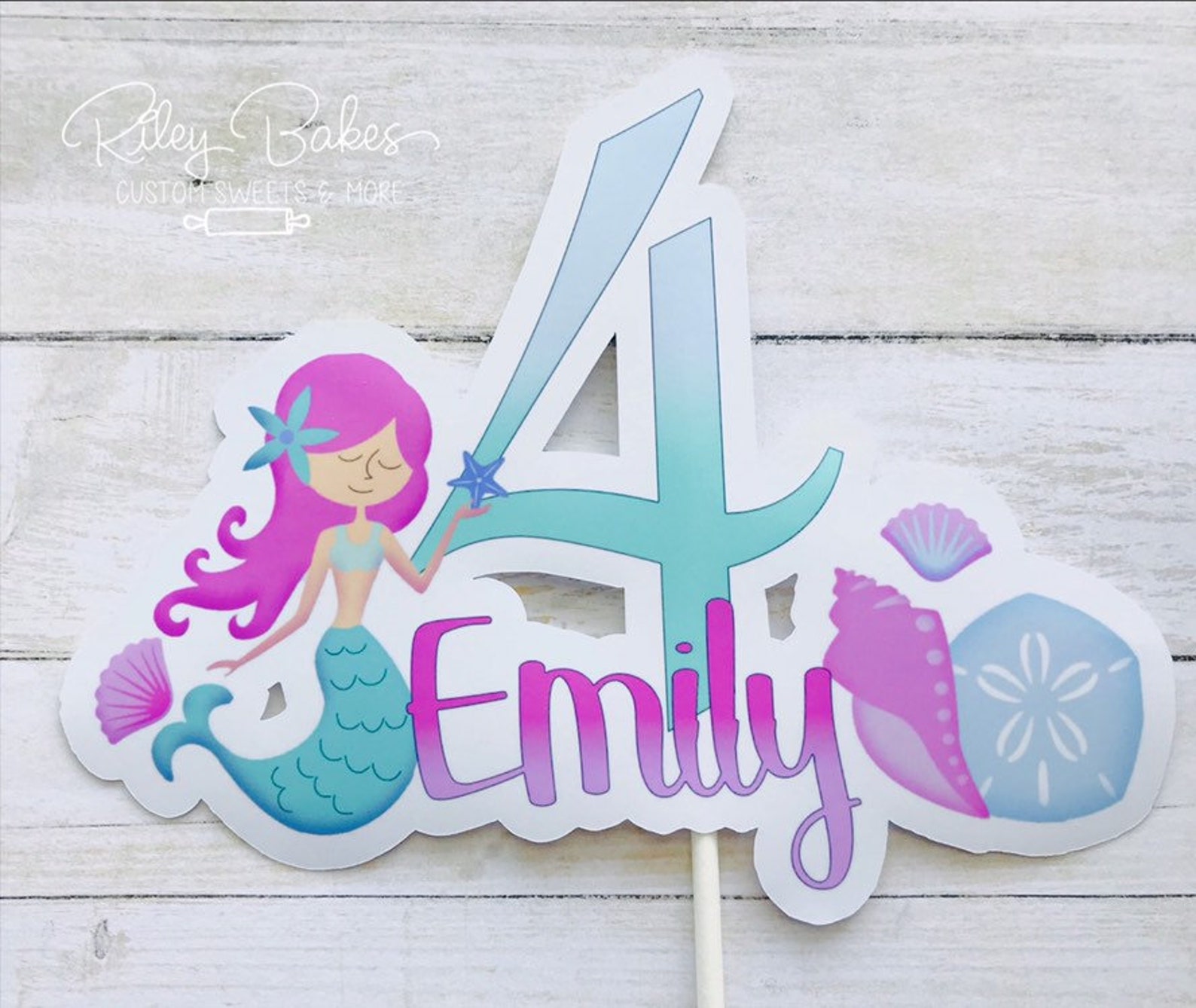 Mermaid Cake Topper Mermaid Theme Birthday - Etsy