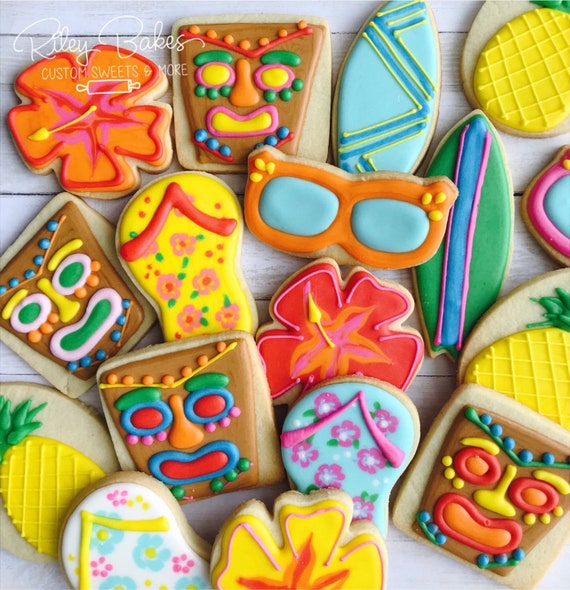 Luau Cookies, luau birthday, luau favors, luau party, luau party ...