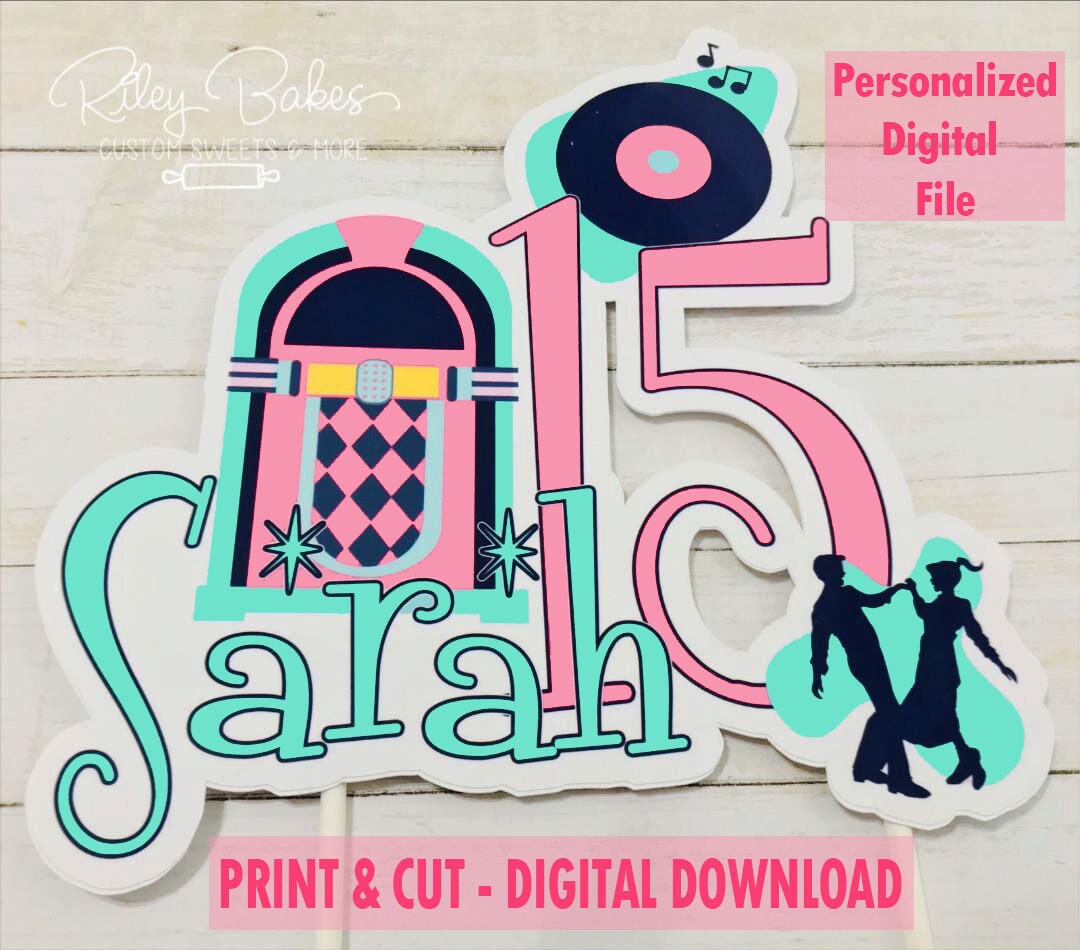 Sock Hop Cake Topper - Digital Download - Personalized - Etsy