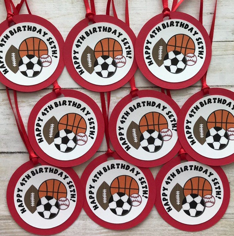 Sports Party Favor Tags Sports Party Decorations Sports - Etsy