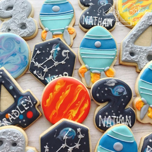 Astronaut Space Themed Rocket Cookies Themed Birthday Event - Etsy