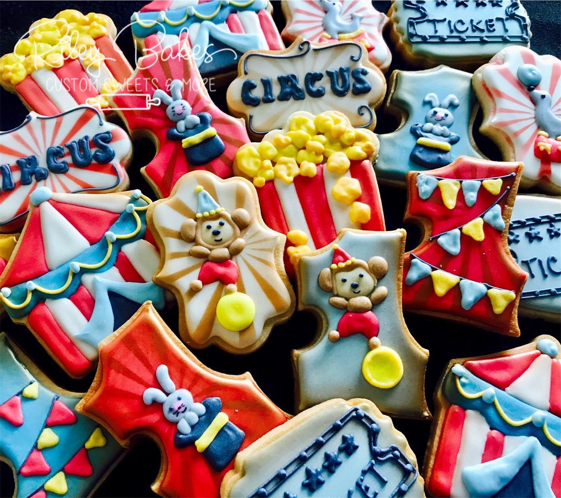 Circus Theme Cookies Carnival Birthday Party Favors Etsy