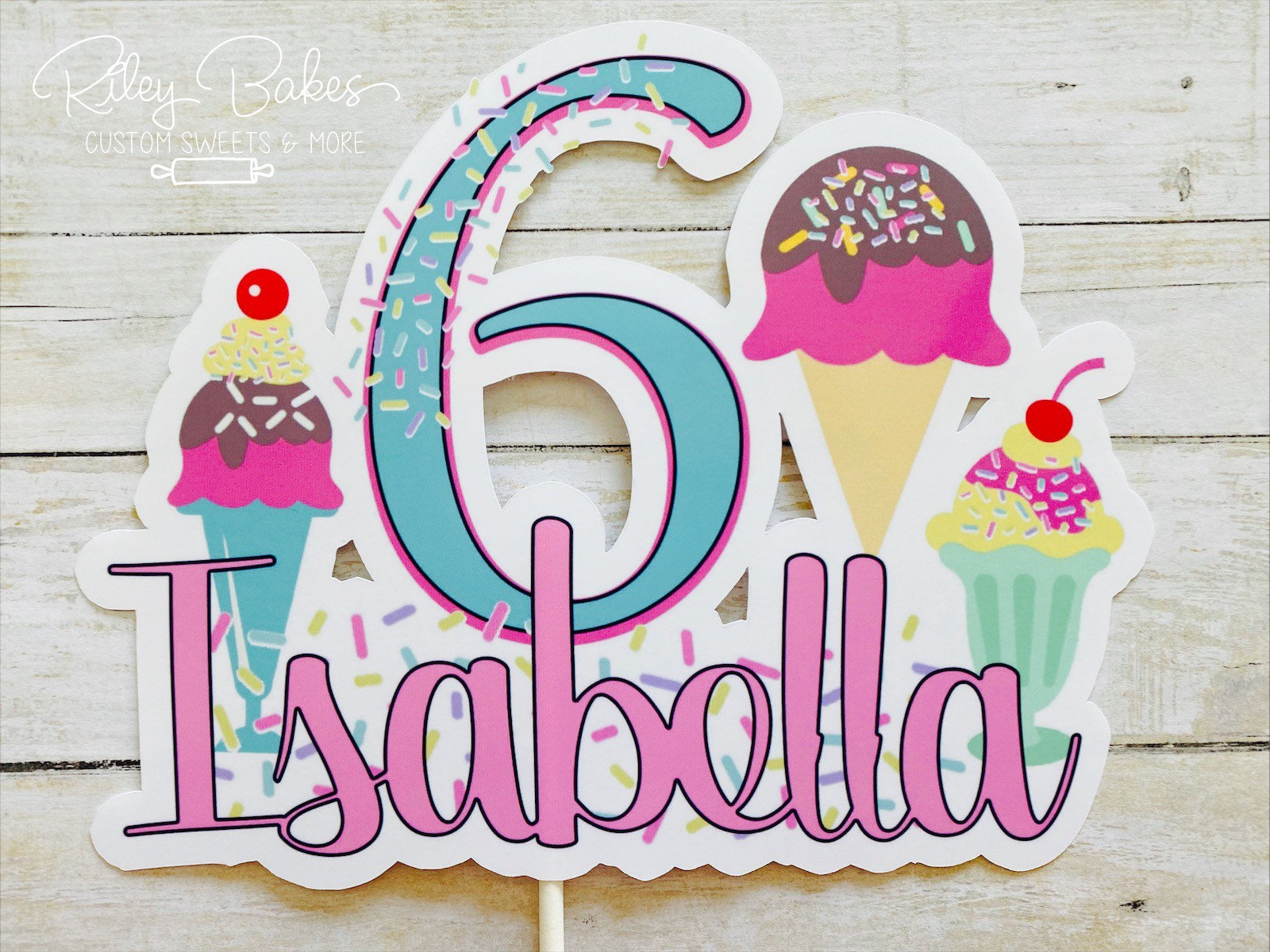 Ice Cream Cake Topper Ice Cream Birthday - Etsy