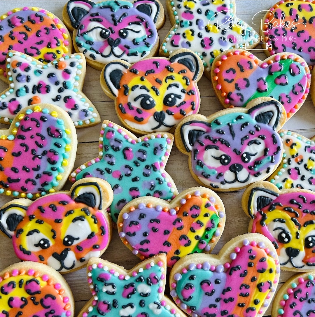 Rainbow Cheetah Birthday, Rainbow Cheetah Cookies - Etsy