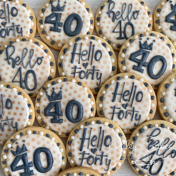 Happy Birthday 40th Cookies - Etsy