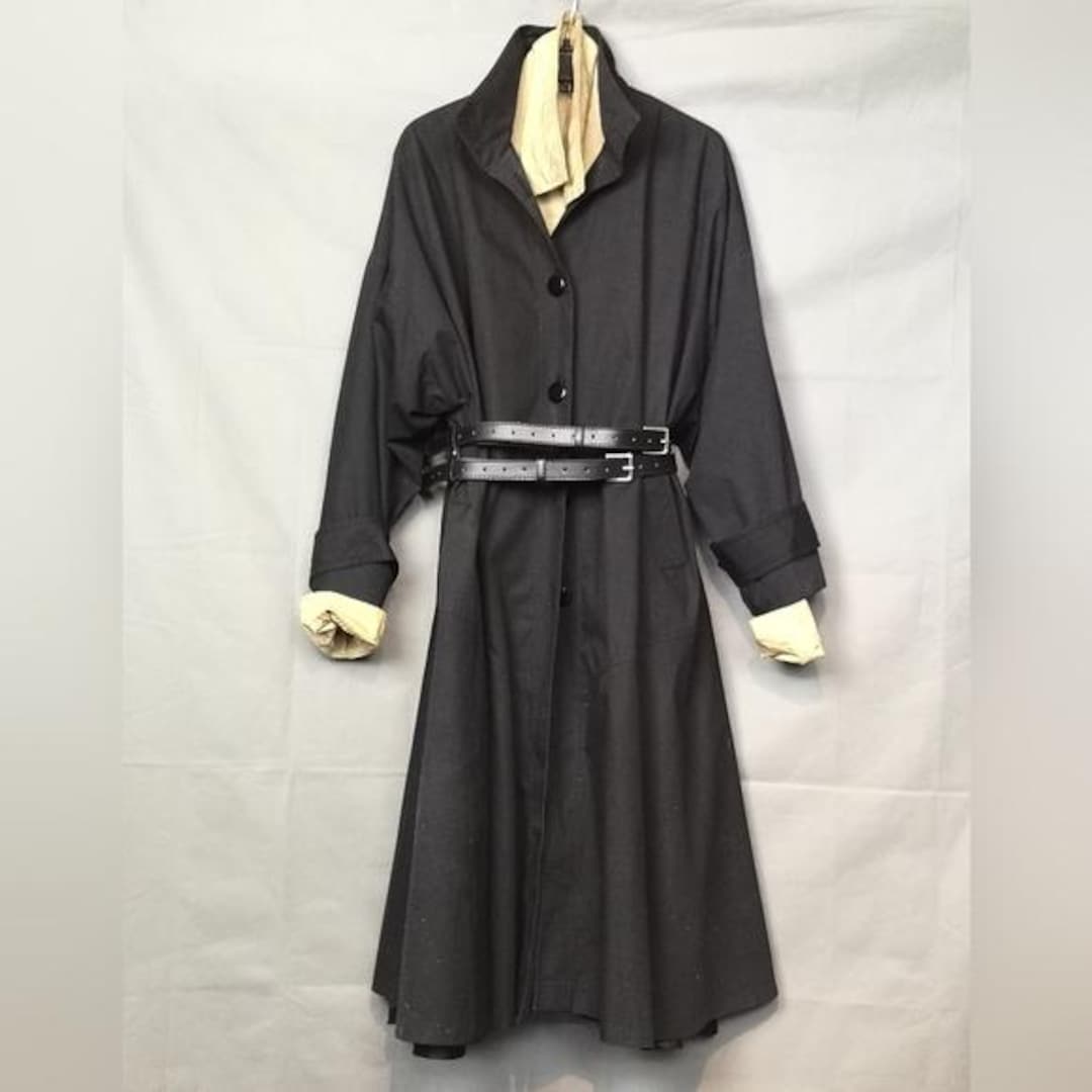 Vintage Upcycled Opera Coat Black A-line Batwing Raincoat Unique Pre ...