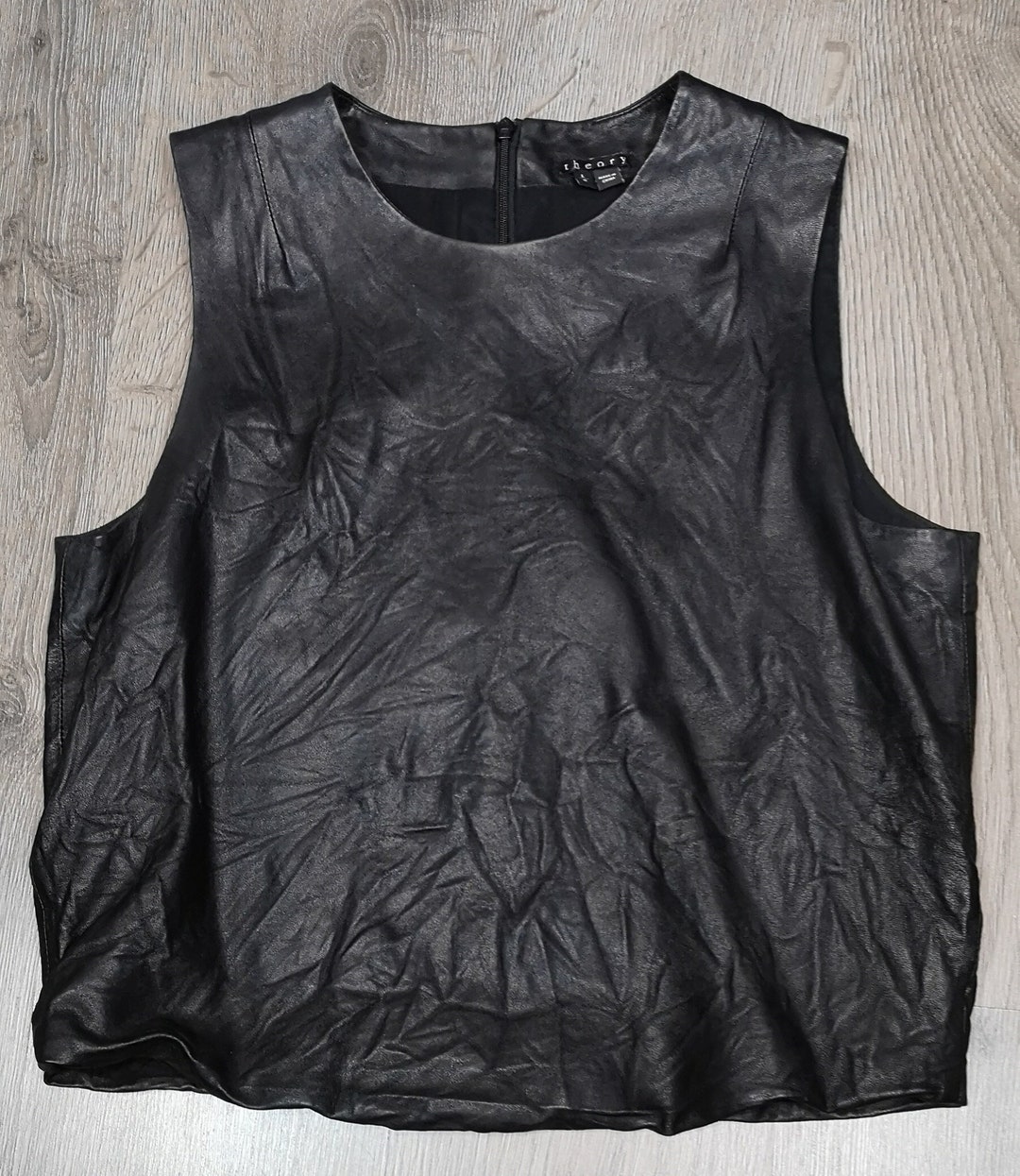 00s Vintage Theory Washed Lined Black Leather Sleeveless Shell Top - Etsy