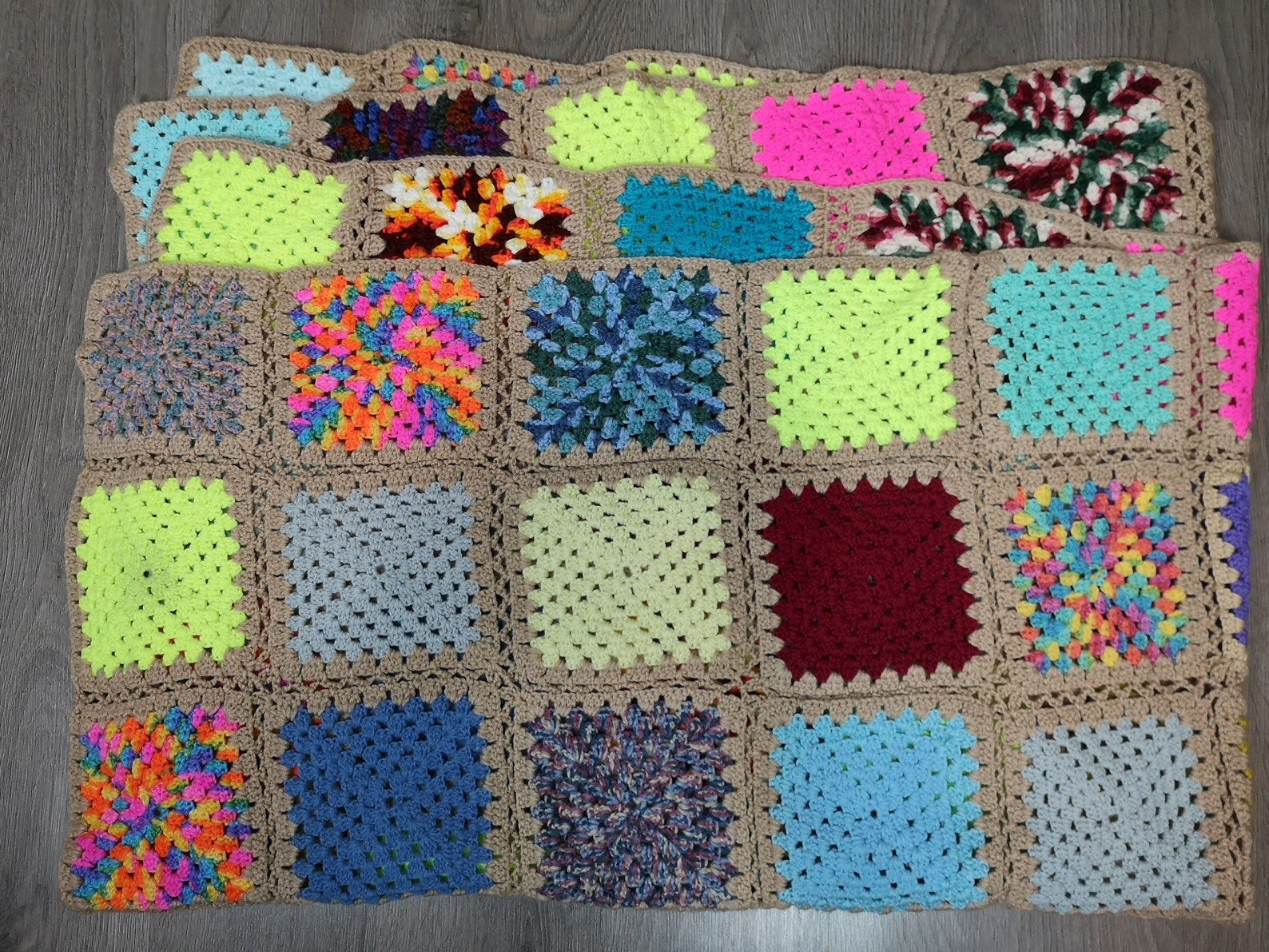 Y2K Neo-vintage Patchwork Multicolored Handmade Granny Square Crochet ...