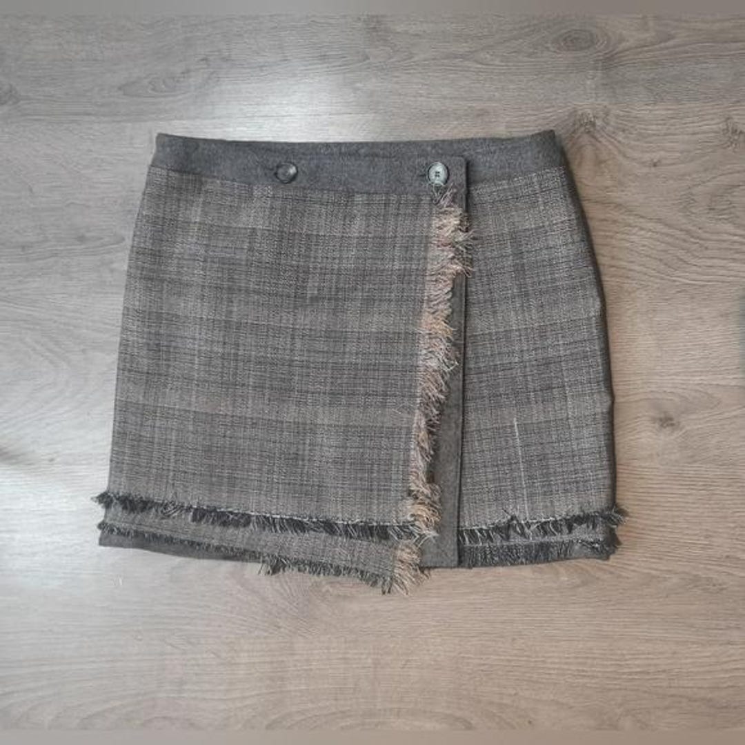 Neo Vintage Upcycled Tweed Wrap Skirt Sustainable Fashion, Unique Plaid ...