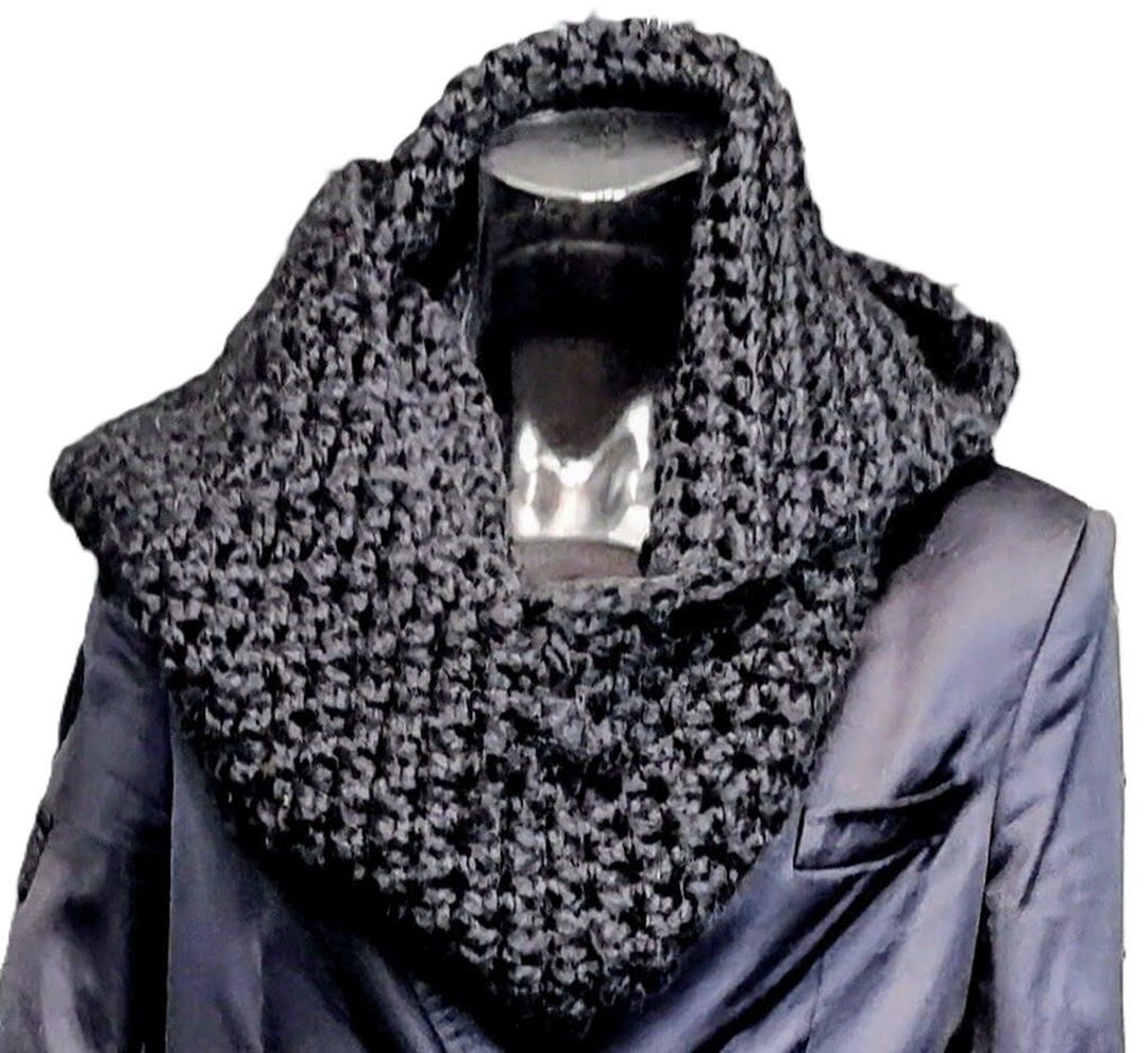 Vintage Granny Square Snood, Crochet Handknit Balaclava Hat, Cozy ...