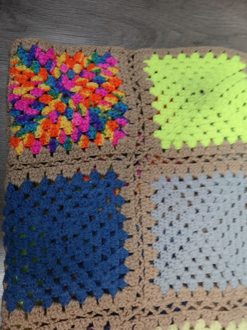Y2K Neo-vintage Patchwork Multicolored Handmade Granny Square Crochet ...