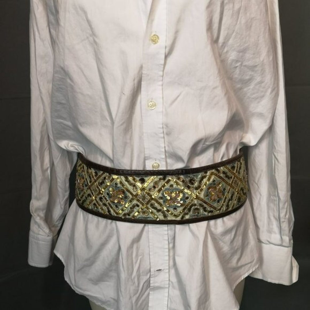 Vintage Ethnic Geometric Pattern W/embroidered Sequence Wrapped ...