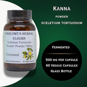 SCELETIUM TORTUOSUM, Fermented Kanna Powder, 60 Vegi-caps, Stearate ...