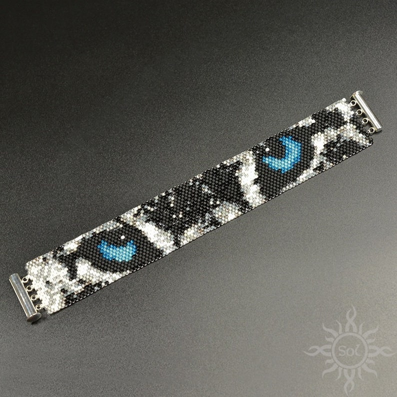Eyes of the Snow Leopard Thin Version Peyote Cuff Beaded | Etsy