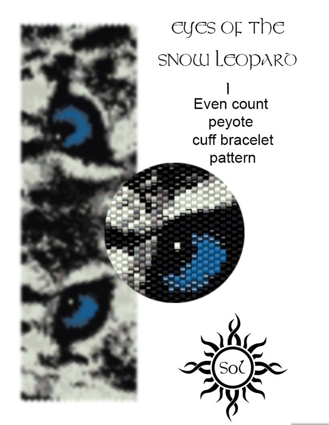 Eyes of the Snow Leopard I - Even Peyote Cuff Beaded Bracelet Pattern ...