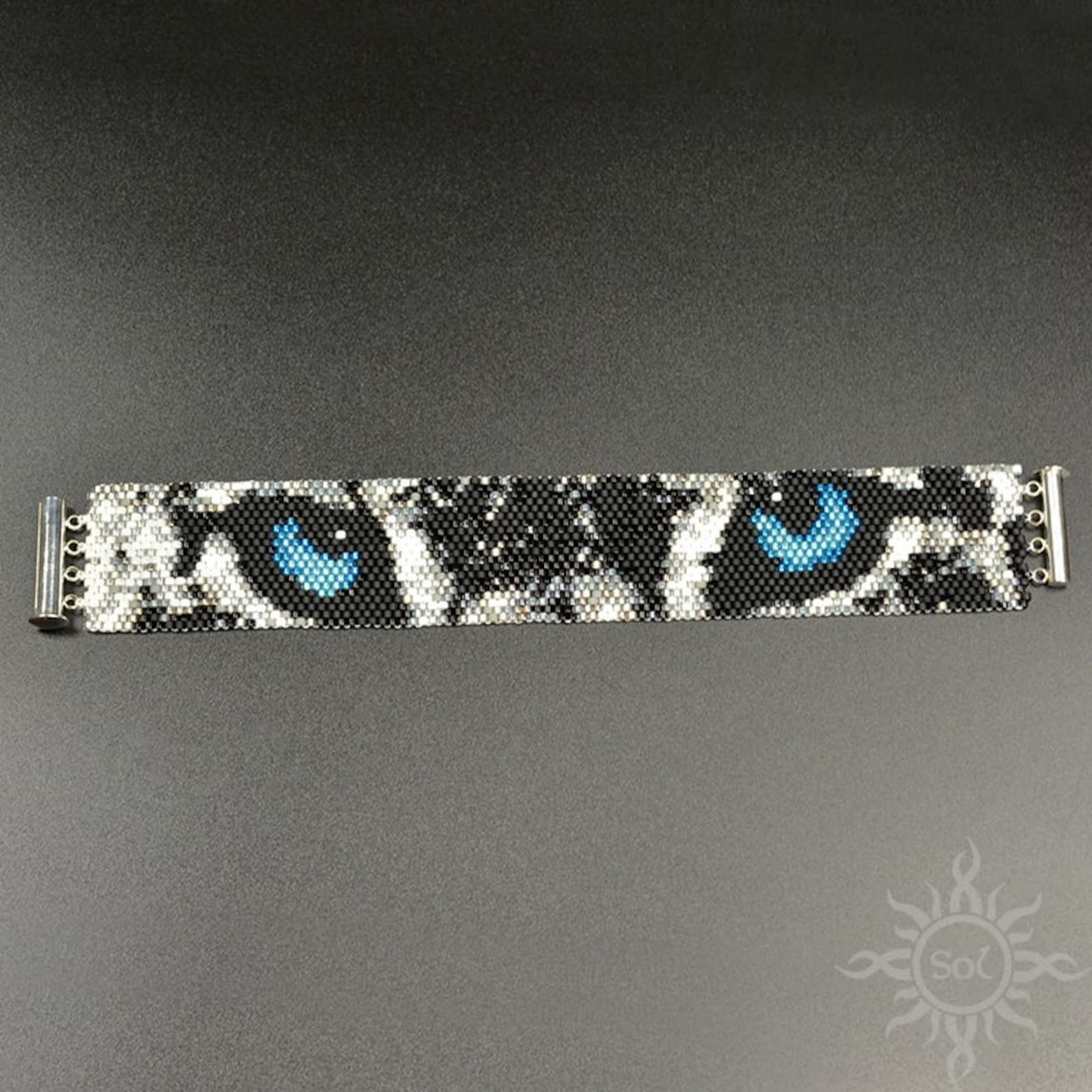 Eyes of the Snow Leopard Thin Version Peyote Cuff Beaded - Etsy
