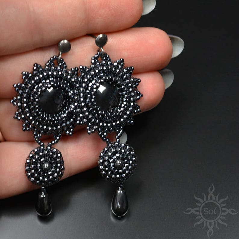 Vorös Graphite Hematite Stud Beaded Earrings With Toho Seeds - Etsy