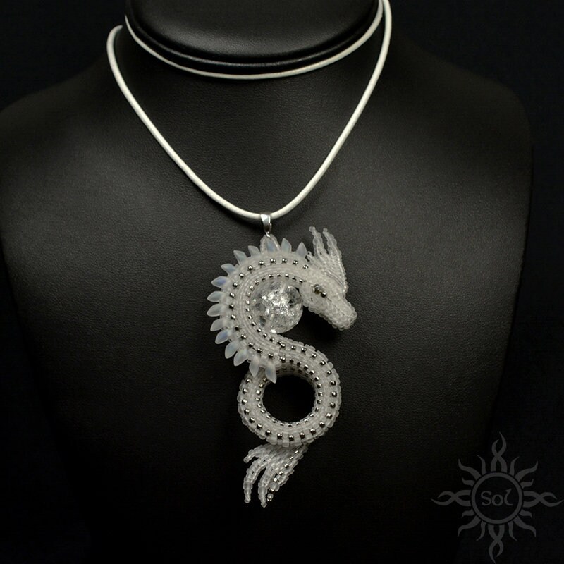 YSSARTH Matte Transparent Silver Dragon Pendant With Toho - Etsy