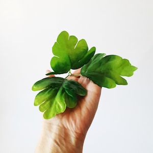 Bulk 10 Triple Artificial Green Leaves, Grab Bag Leaf Stem, Fabric ...