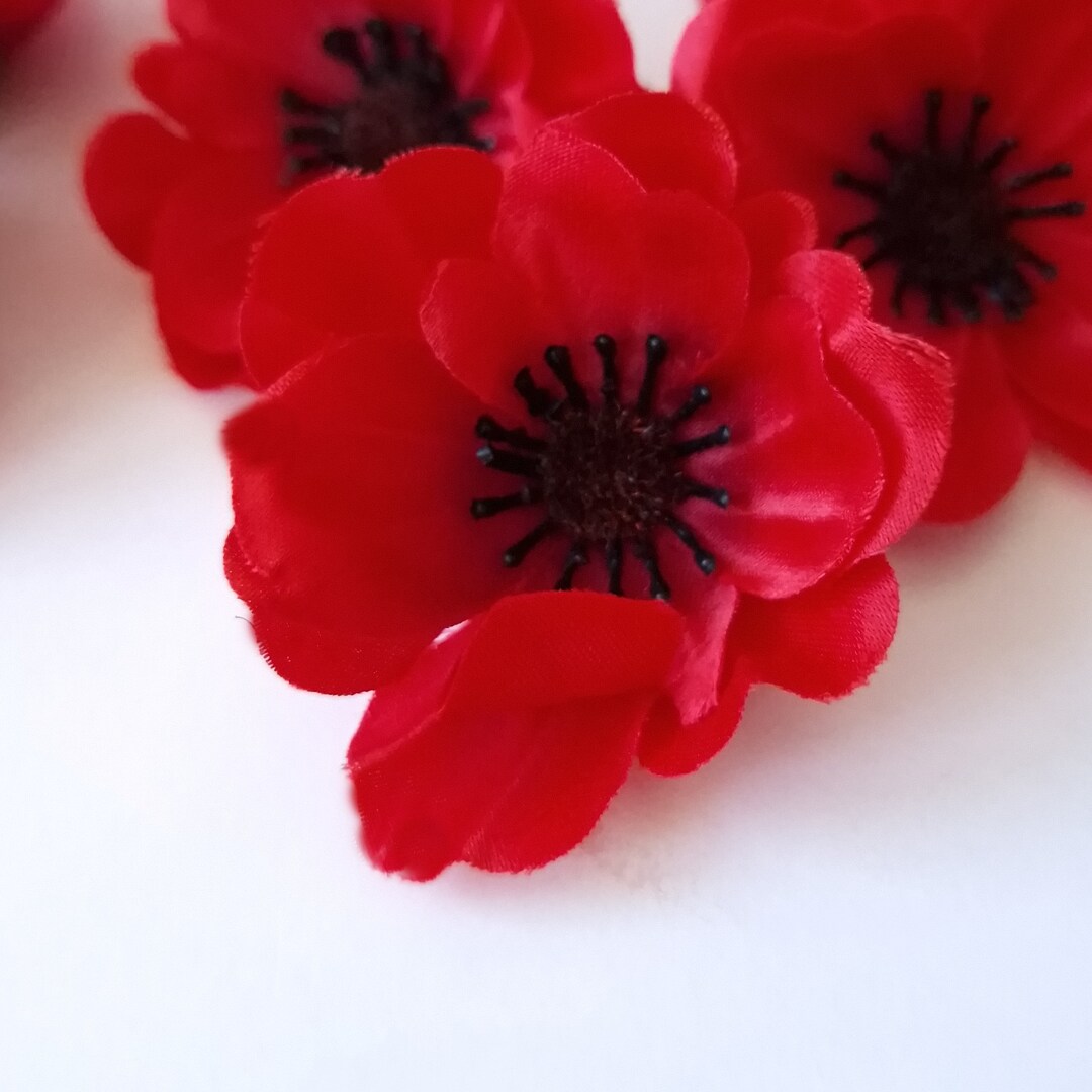 20 Mini Red Anemones, Artificial Poppy, Anemone, Silk Flowers, Red ...