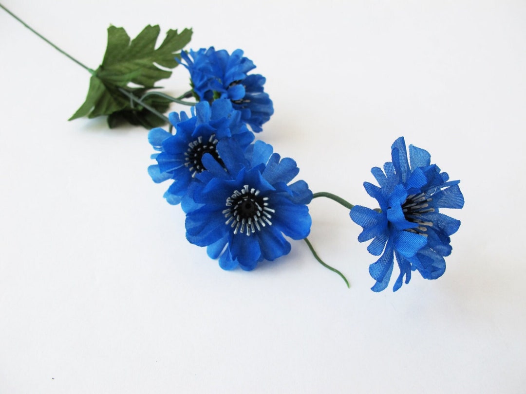 1 Cornflower Branch, Artificial Flowers, Silk Bluebottle, Bouquet Bush ...