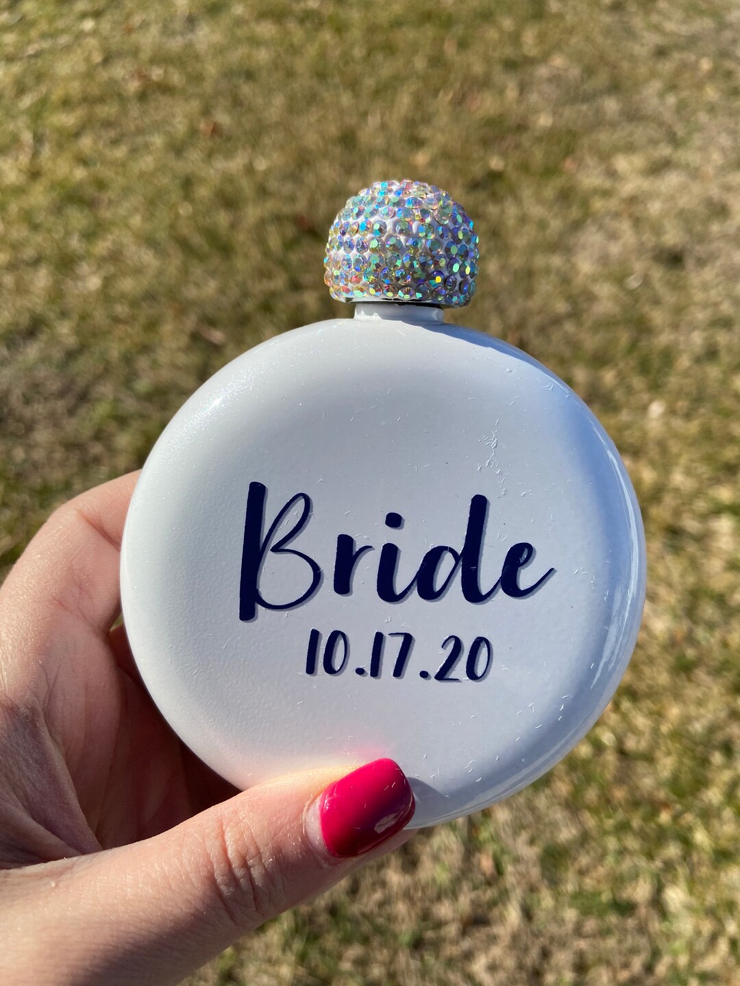 Personalized Bling Flask- Crystal Flask- Rhinestone- Fancy-bride Gift ...