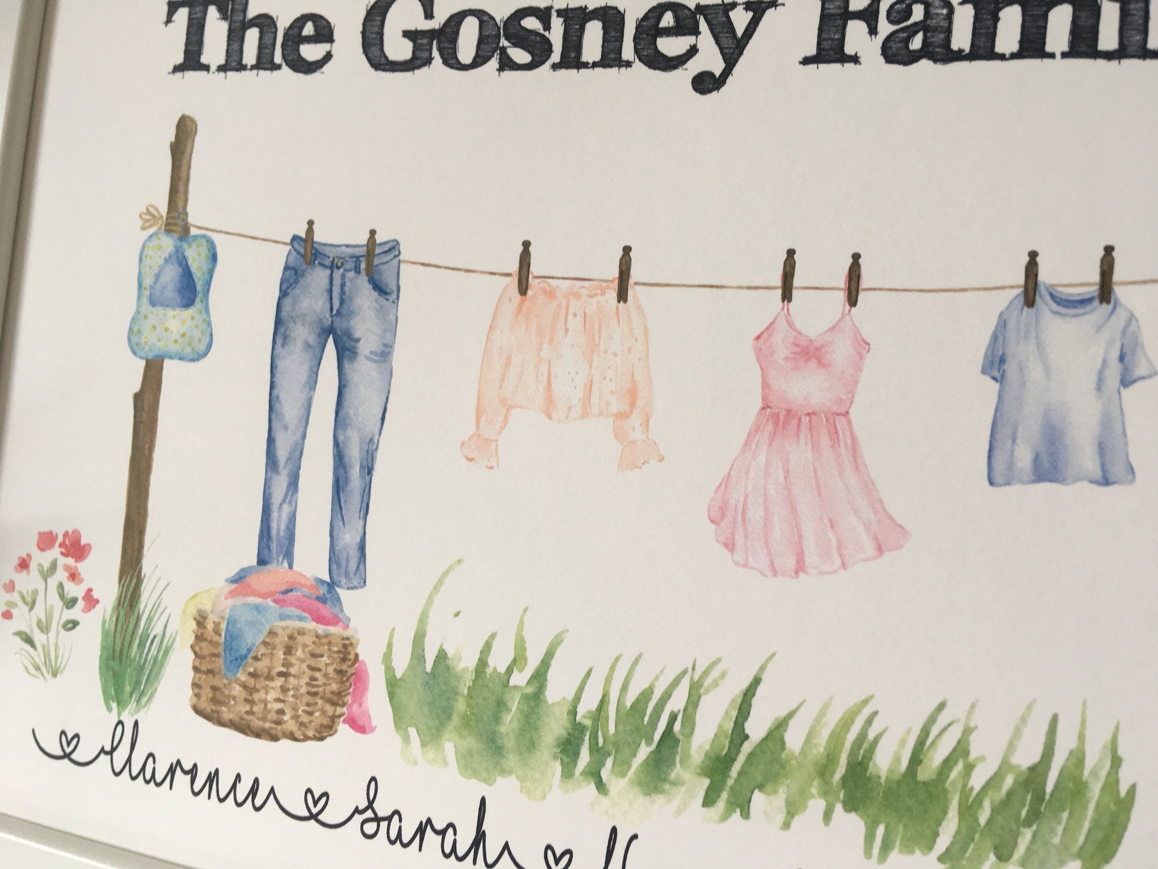 Clothes Line Family Personalised Framed Print - - Etsy UK