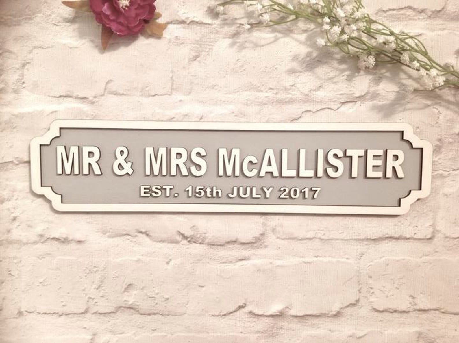 Personalised Family Name Street Sign With EST Date – Handmade MDF Wall ...