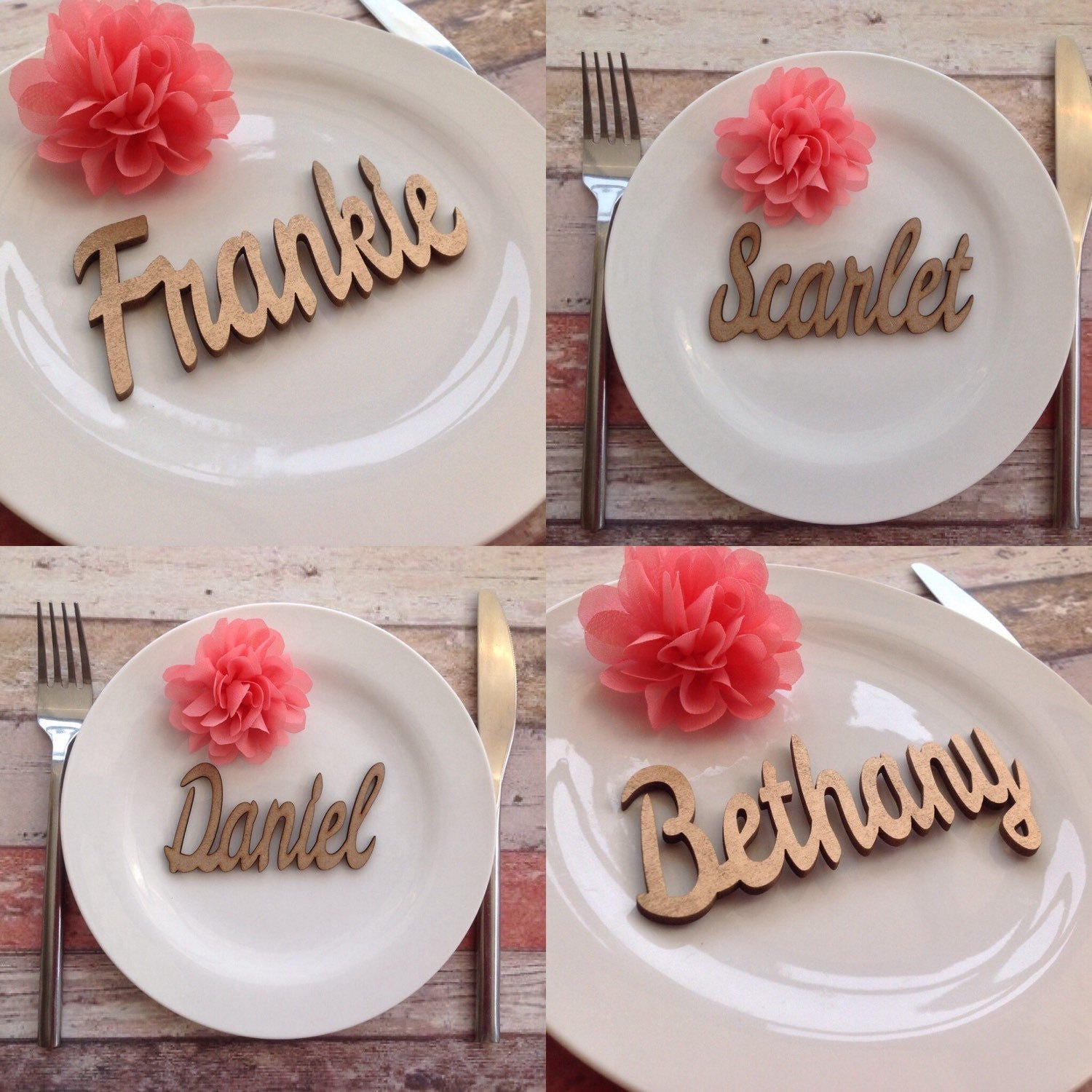 Laser Cut Wood Wedding Wooden Laser Cut Place Name Setting | Etsy UK