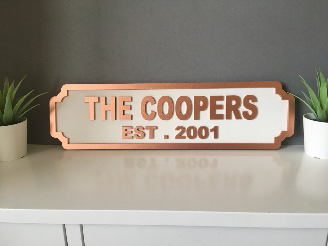 Personalised Family Name Street Sign With EST Date – Handmade MDF Wall ...
